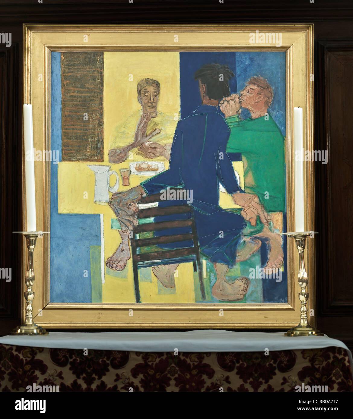 Painting, of risen Jesus Christ with two disciples at Emmaus, in the ...