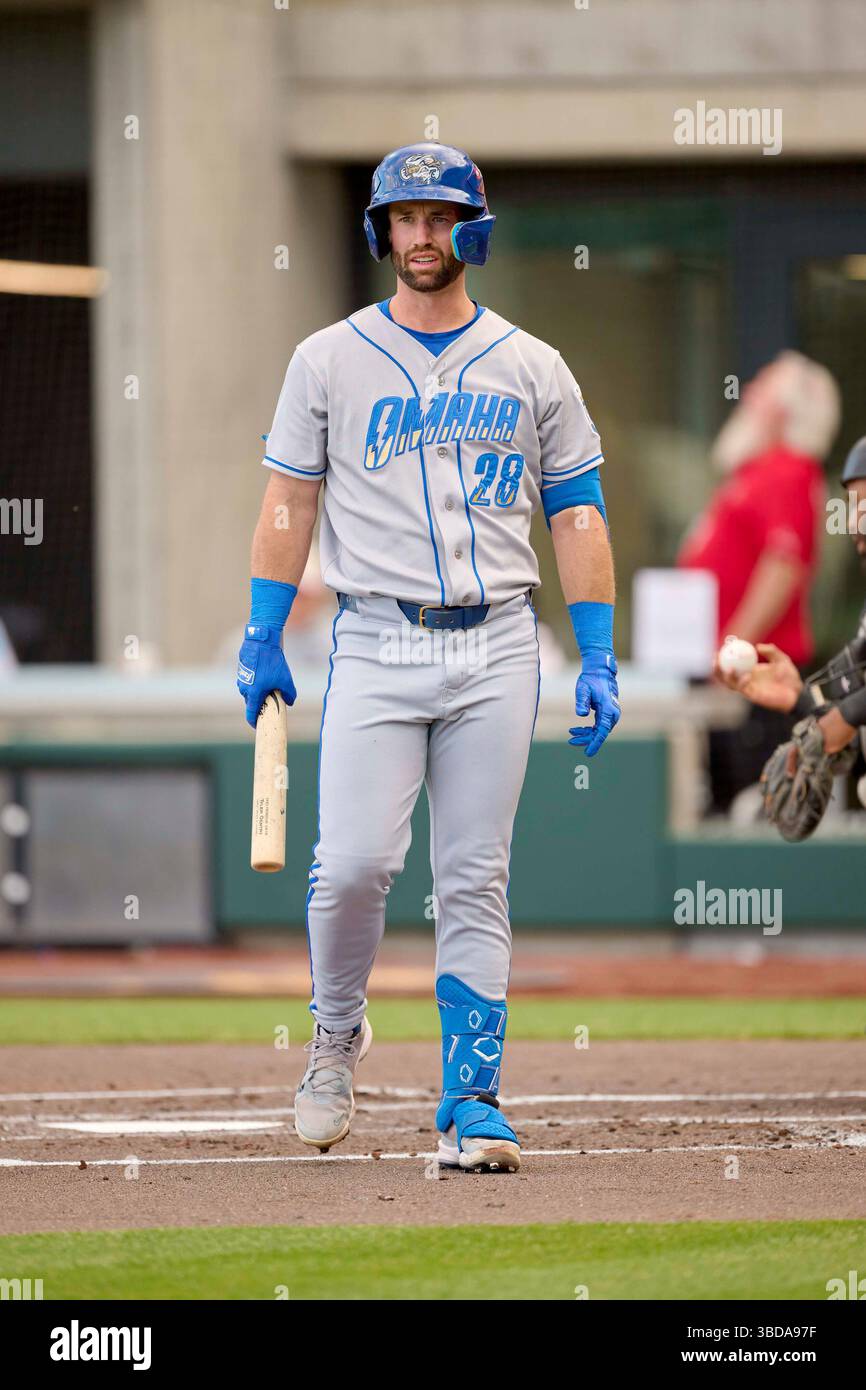 Tyler Gentry (28) of the Omaha Storm Chasers at bat against the Salt ...