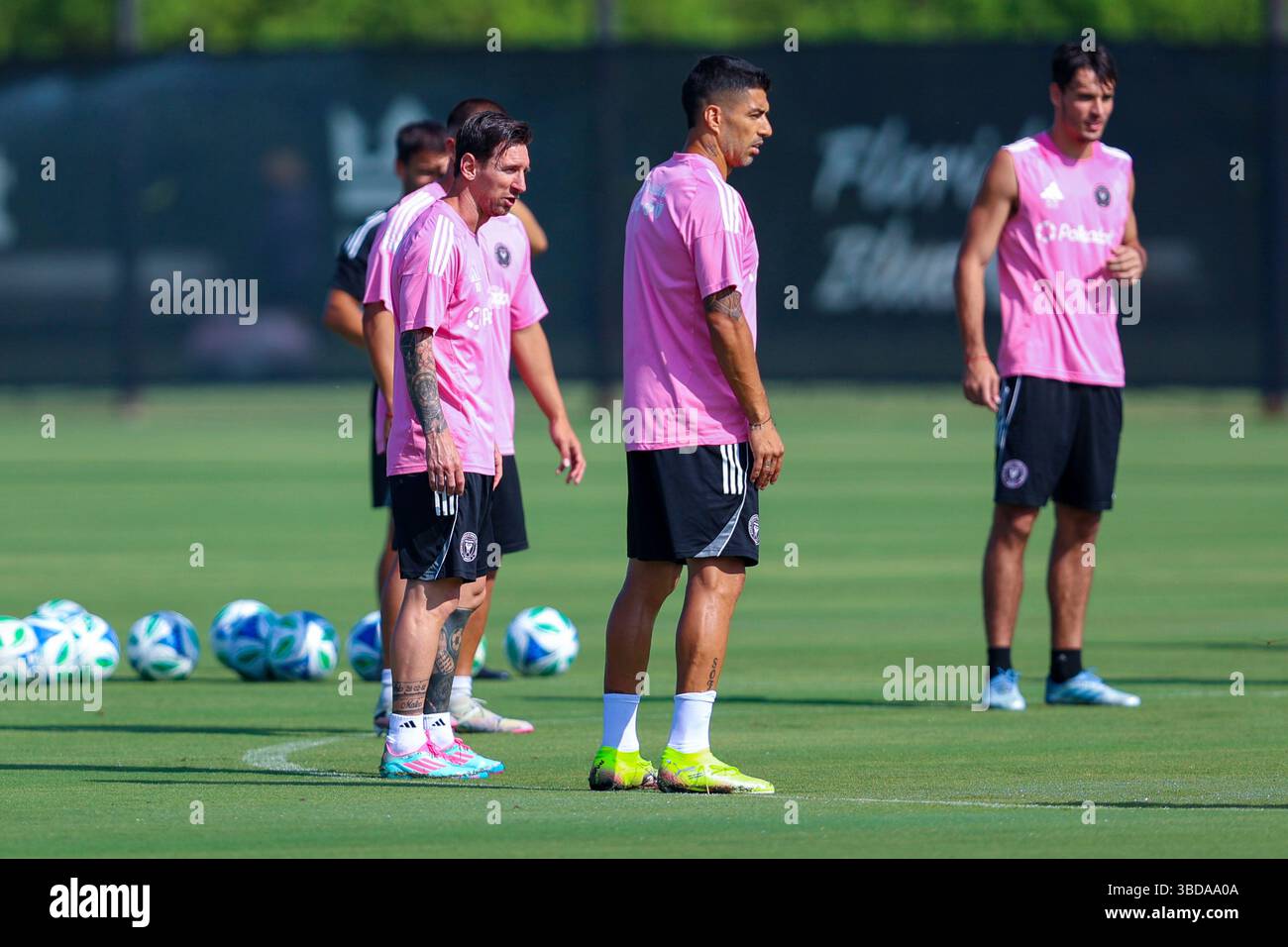 FORT LAUDERDALE, FL - MAY 23: Lionel Messi (10) and Luis Suarez (9) of ...
