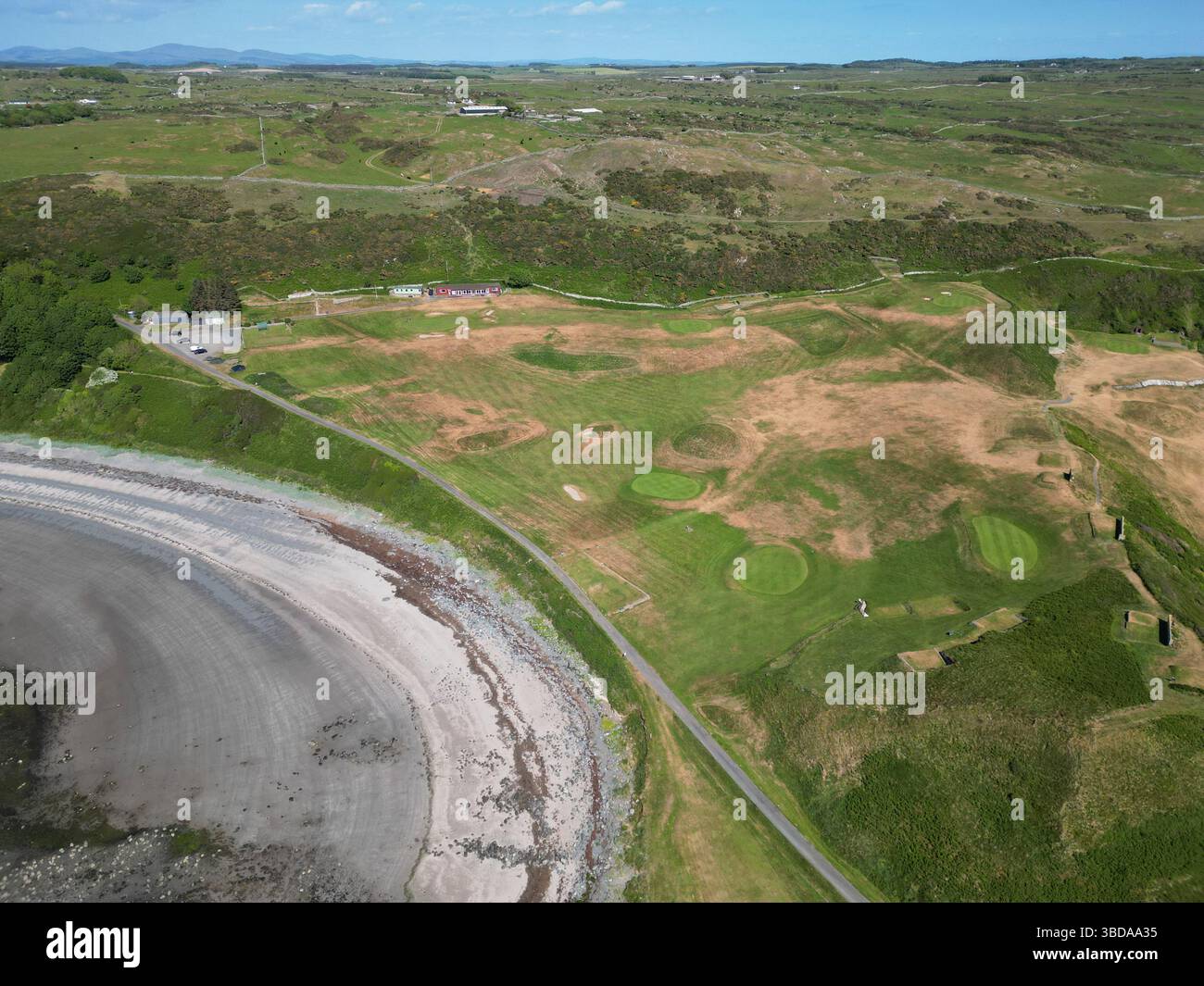 Aerial view of St Medan golf course the most southerly in Scotland on ...