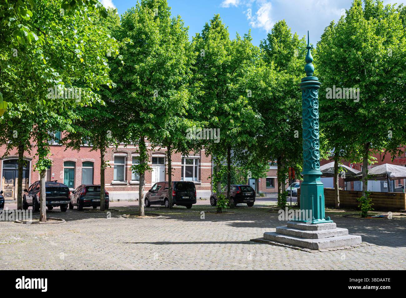 Traditional brick stone houses in a row in the village center of ...
