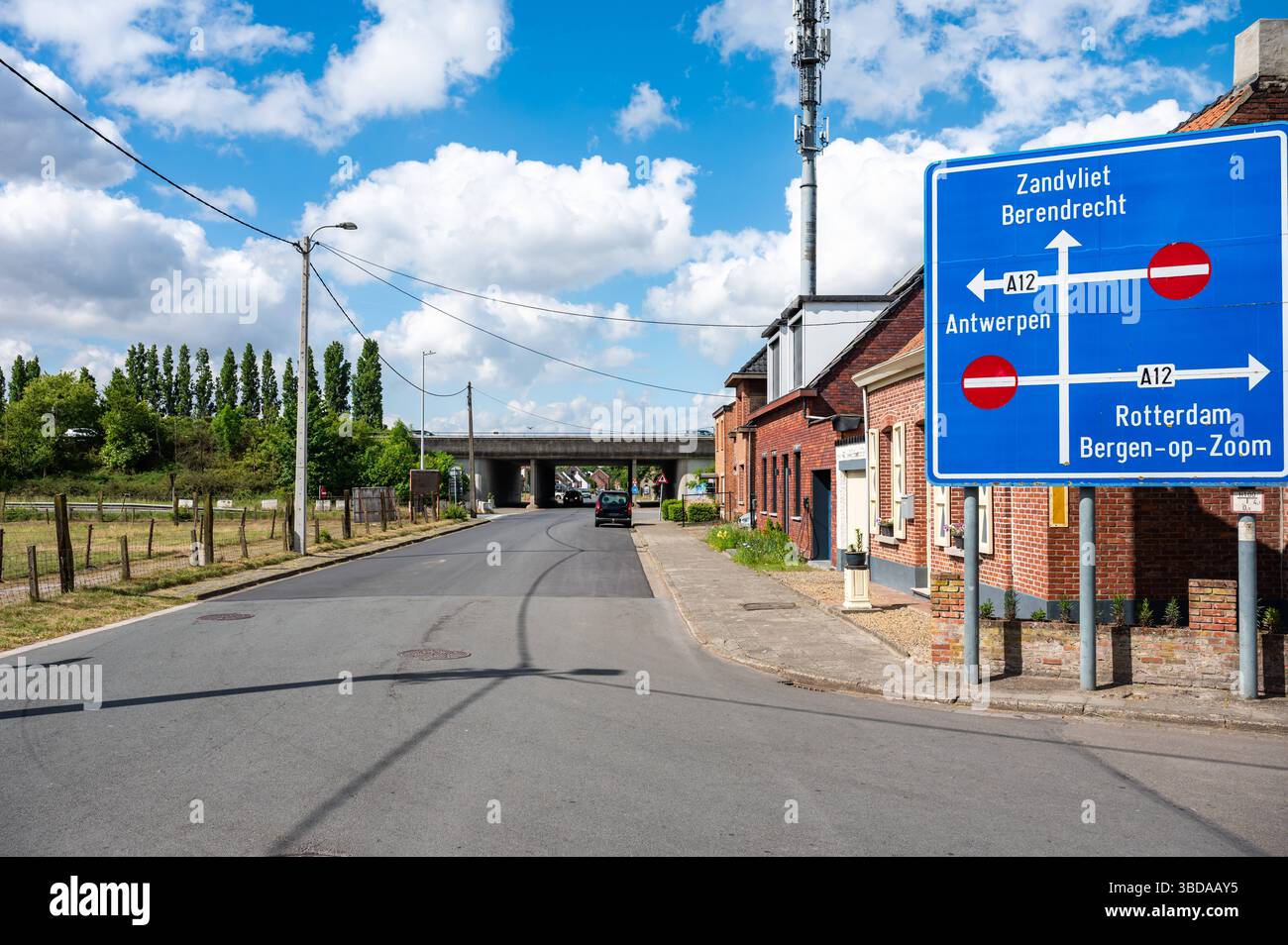 Road sign to the higyway A 12, direction of Antwerp and Rotterdam in ...