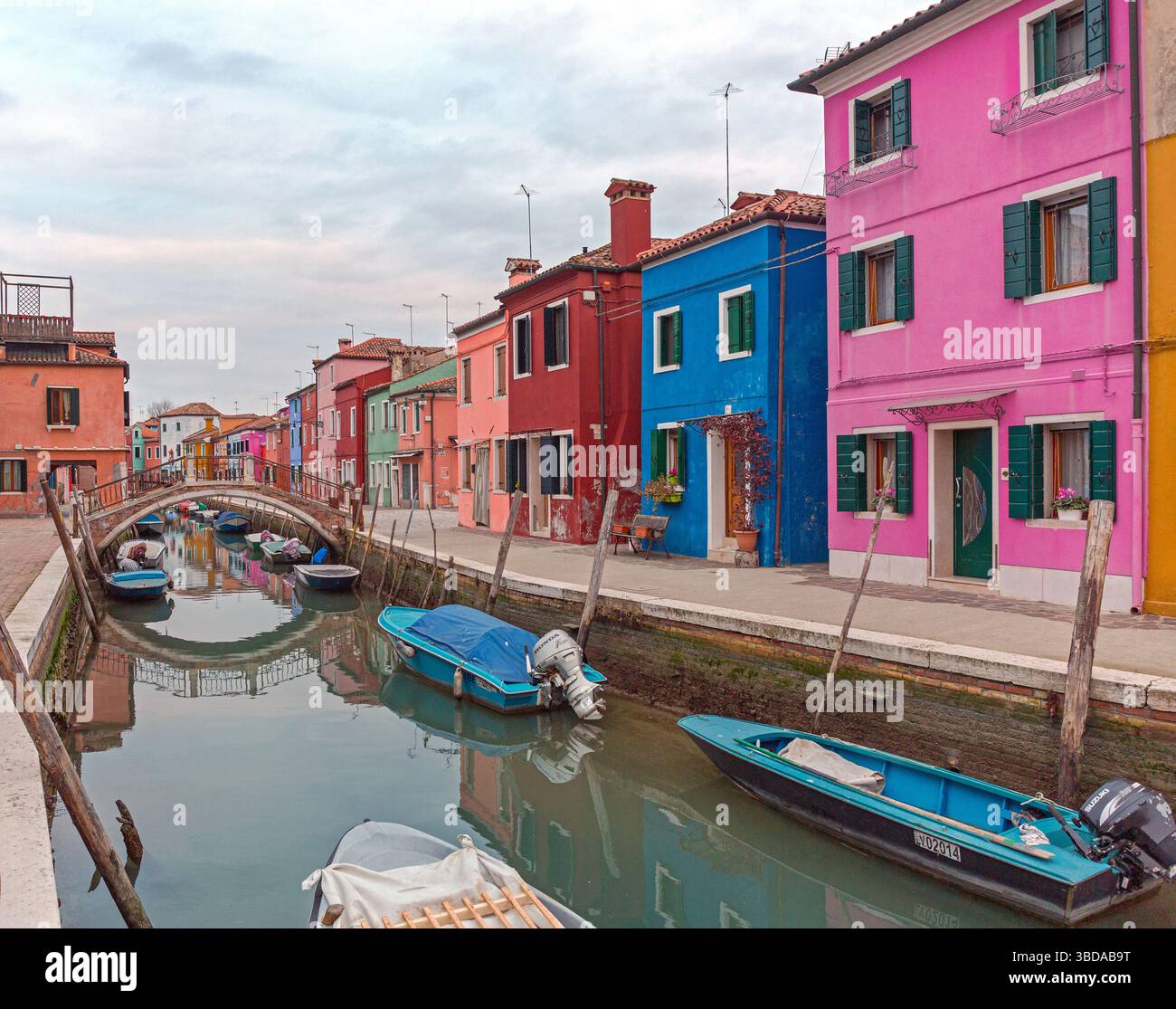 Venice, Italy - January 10, 2017: Arch Bridge Over Calm Water Canal and ...