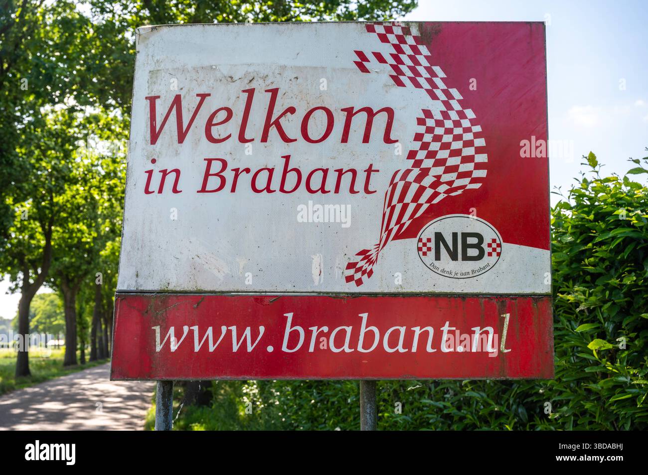 Sign at the Belgian Dutch frontier, welcome to Brabant, Huijbergen ...