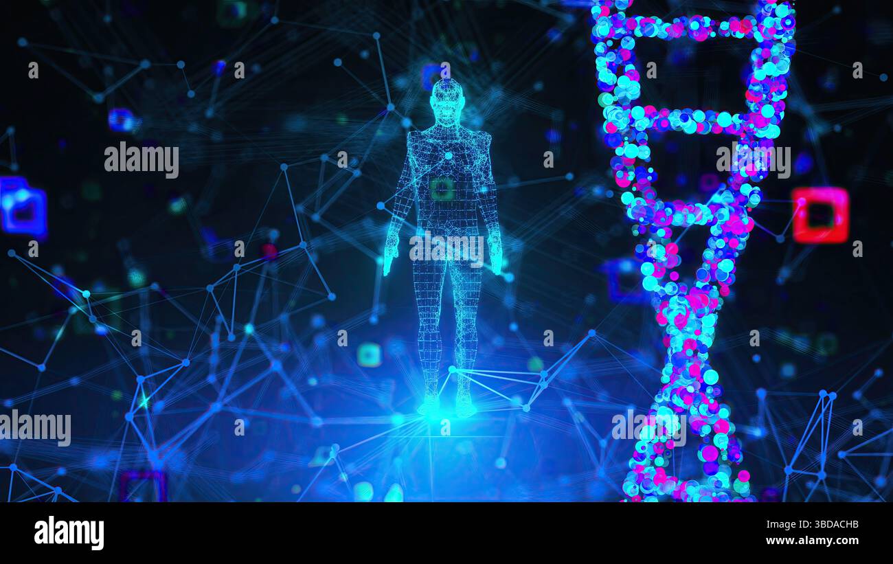 Digital human body with DNA. Computer generated 3d render Stock Photo ...