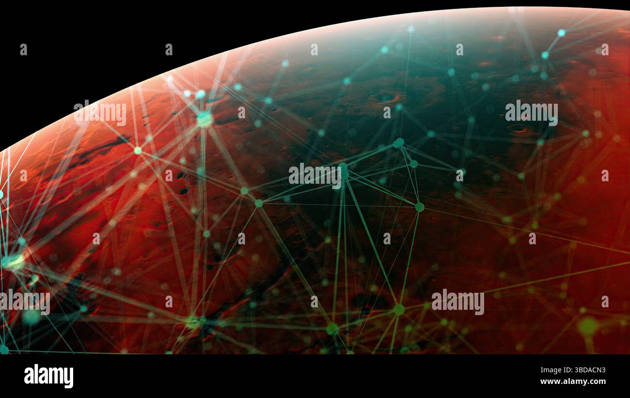 Mars with connection dots. Computer generated 3d render Stock Photo - Alamy