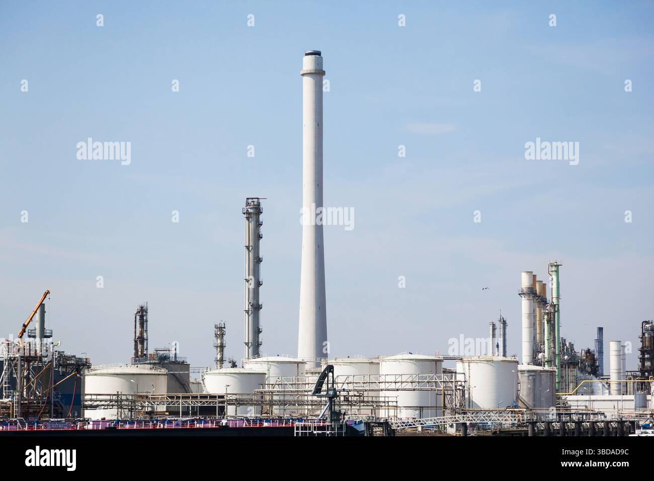 Oil refinery in Amsterdam. Tanks and lines for oil storage and ...