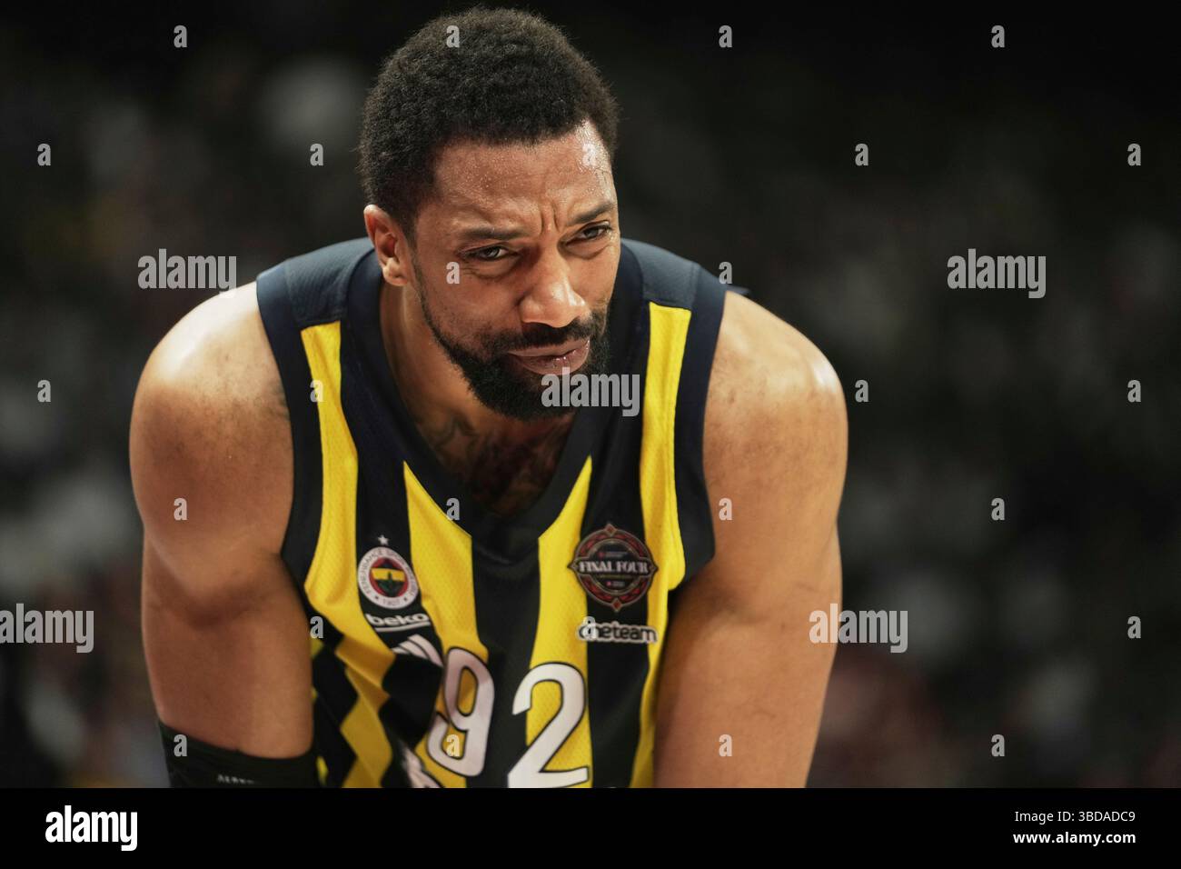 Fenerbahce's Khem Birch reatcs duirng the Euroleague seimifinal ...