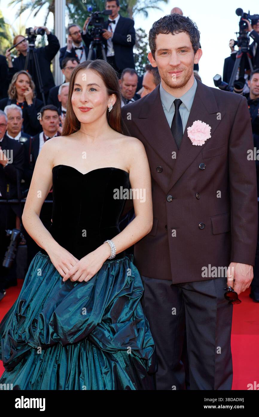 Alana Haim, left, and Josh O'Connor pose for photographers upon arrival ...