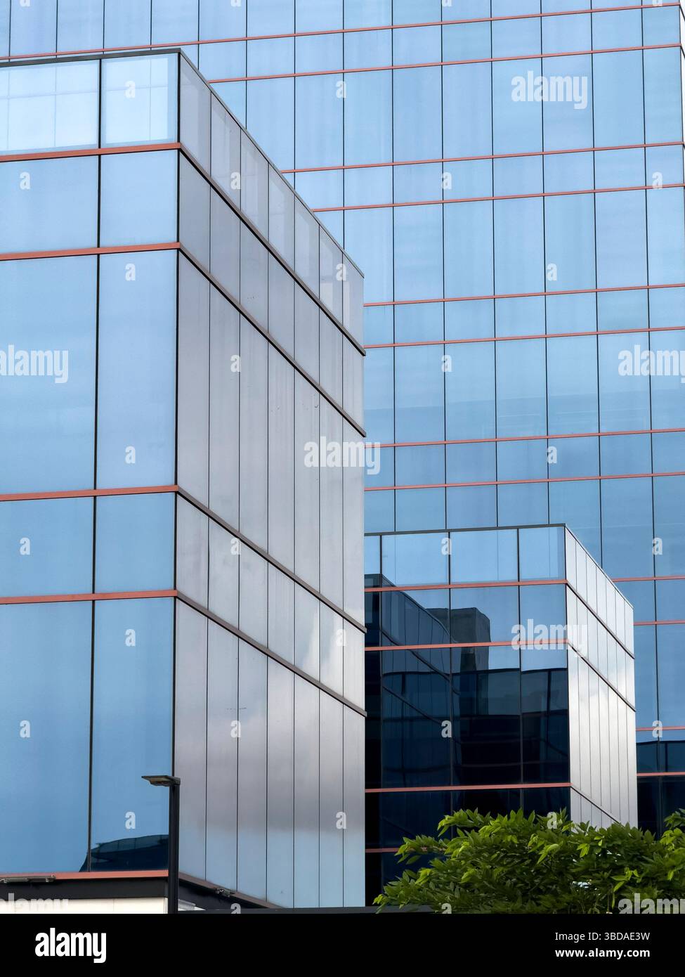 Glass facade of a modern office building, Costa del Este, Panama City ...