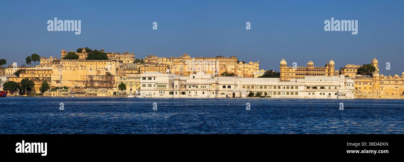 Scenic panoramic landscape of heritage city of Udaipur in Rajasthan ...