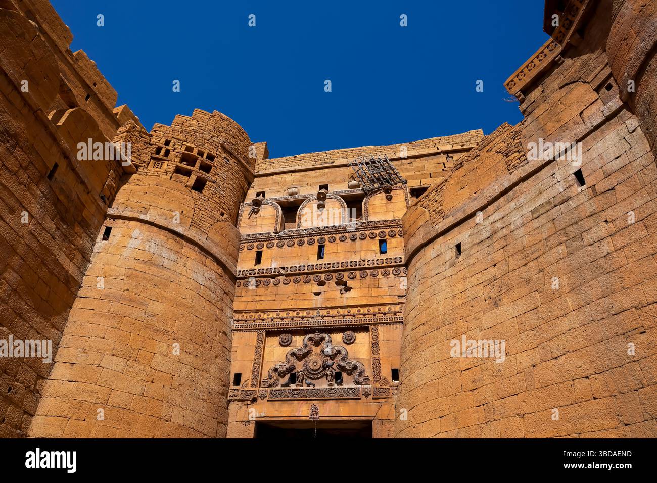 Front entrance architecture of historic Jaisalmer fort , UNESCO world heritage site in Rajasthan ...