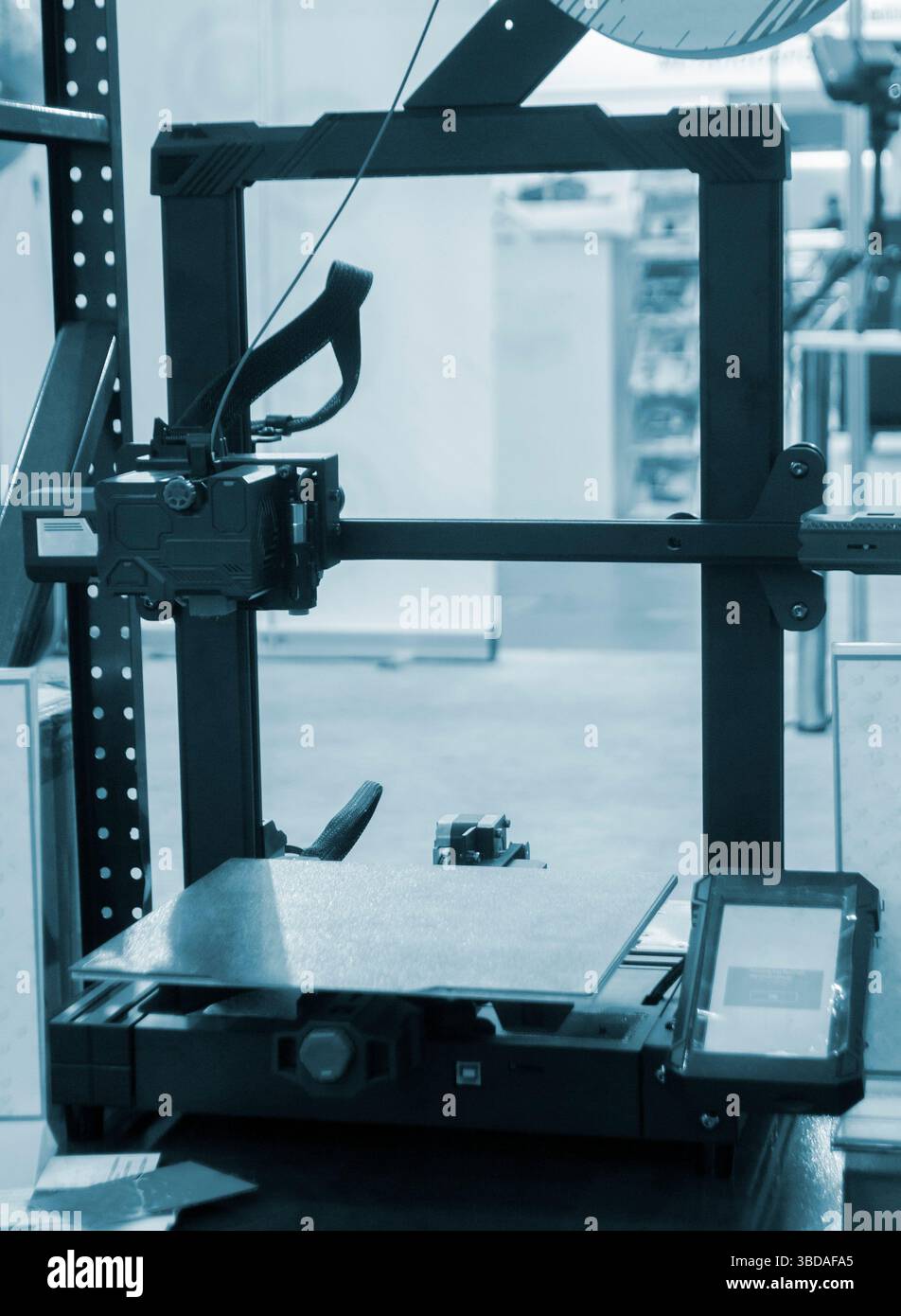 Empty working surface of 3D printer. 3D printer not working. Desktop 3D ...