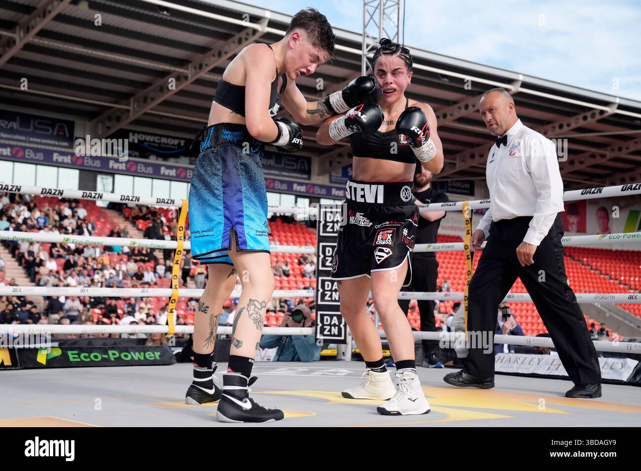 Ellie Hellewell (left) and Stevi Levy in action during their ...