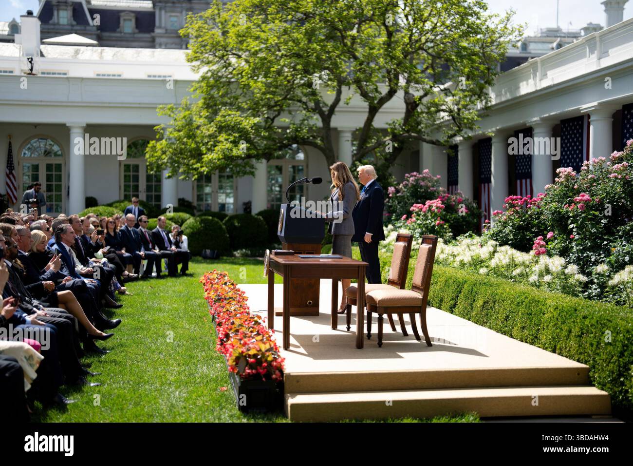 President Donald Trump and First Lady Melania Trump participate in a ...