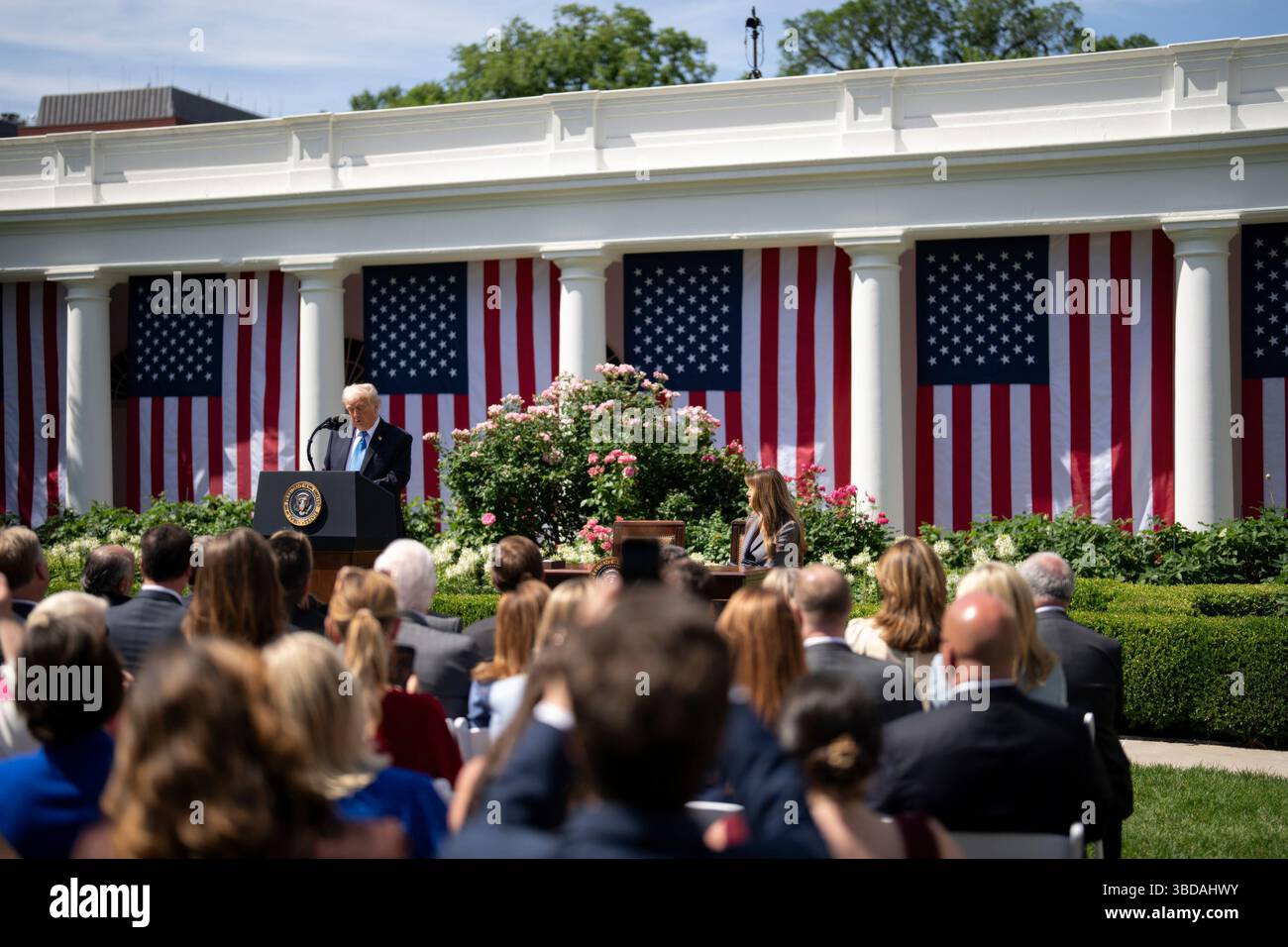 President Donald Trump and First Lady Melania Trump participate in a ...