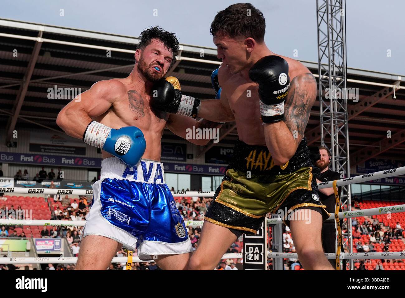 Joe Hayden (right) and Lewis Booth in action during their super ...