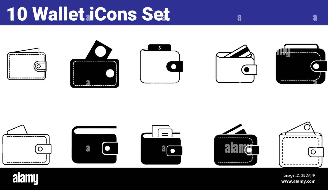 Set of 10 Wallet Icons - Vector Illustration Stock Vector Image & Art - Alamy