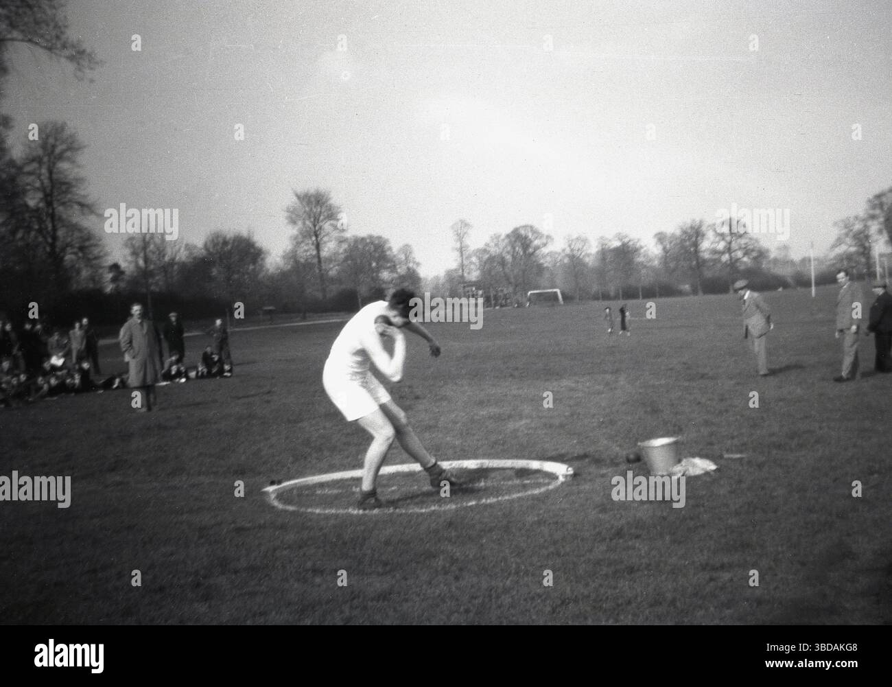 1940s, historical, outside in a field, in a painted circle, a ...