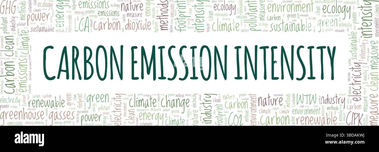 Carbon Emission Intensity word cloud conceptual design isolated on ...