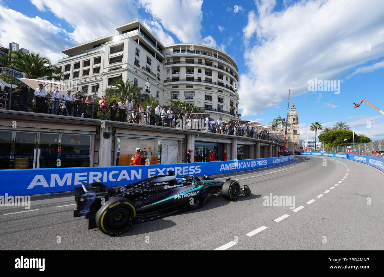 Mercedes' George Russell drives around Massenet and the Hotel de Paris ...