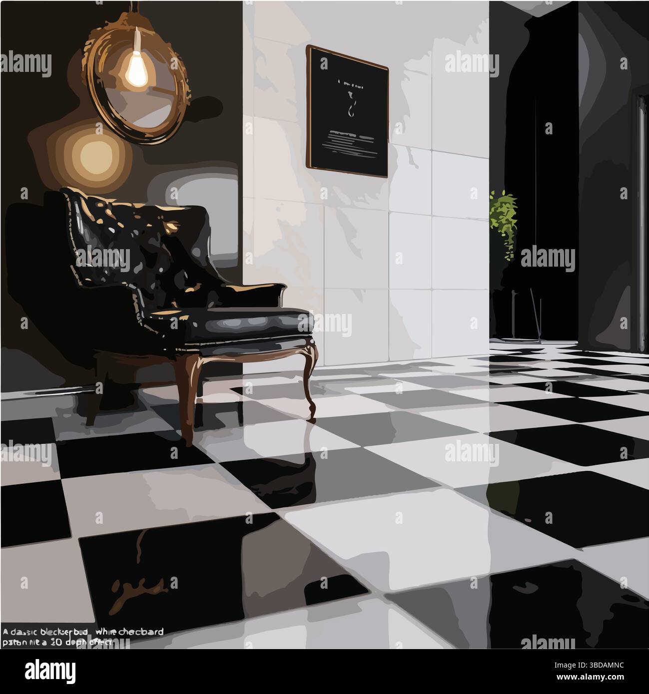 This vector graphic showcases a black and white grunge-style ...