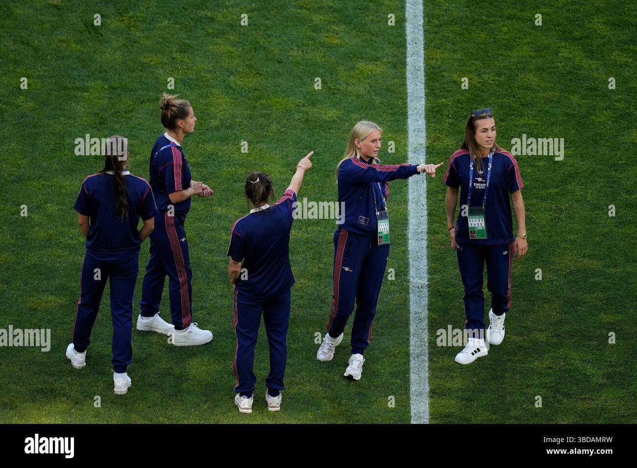 Arsenal players gather at the pitch on the eve of the women's Champions ...