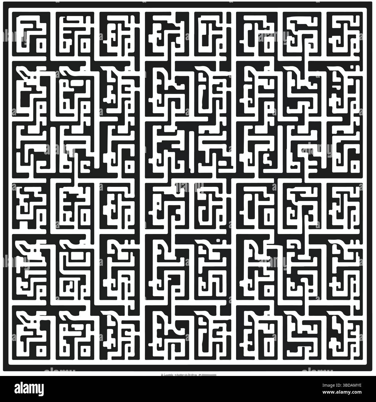 Modern black and white geometric maze pattern design, perfect for laser ...
