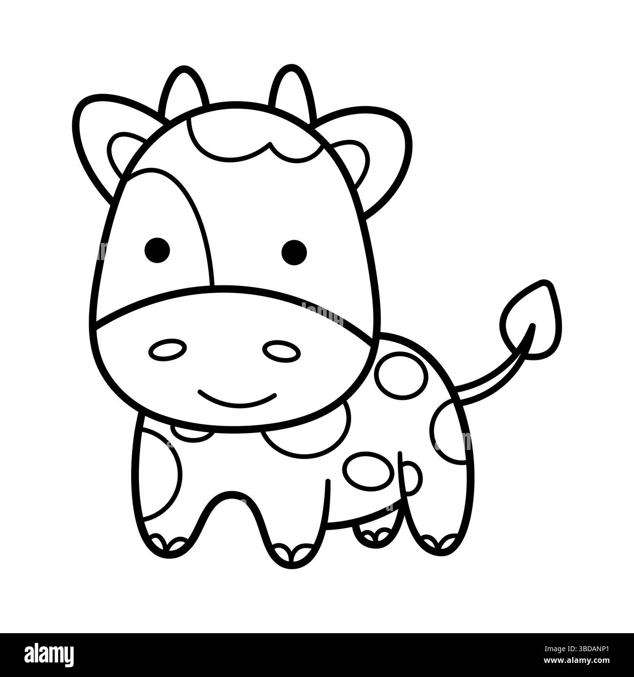 Cartoon Cow Outline Vector Illustration. This is a delightful black and ...