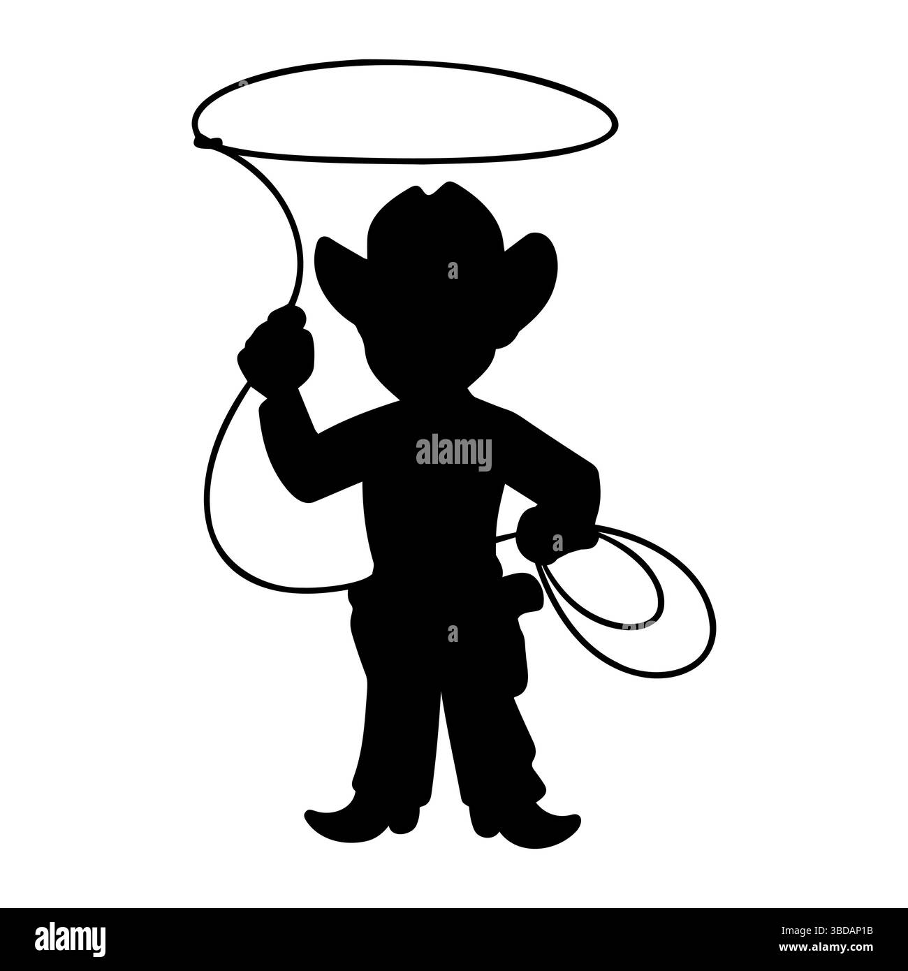 Silhouette of a Cowboy with Lasso. This is a simple yet striking black ...