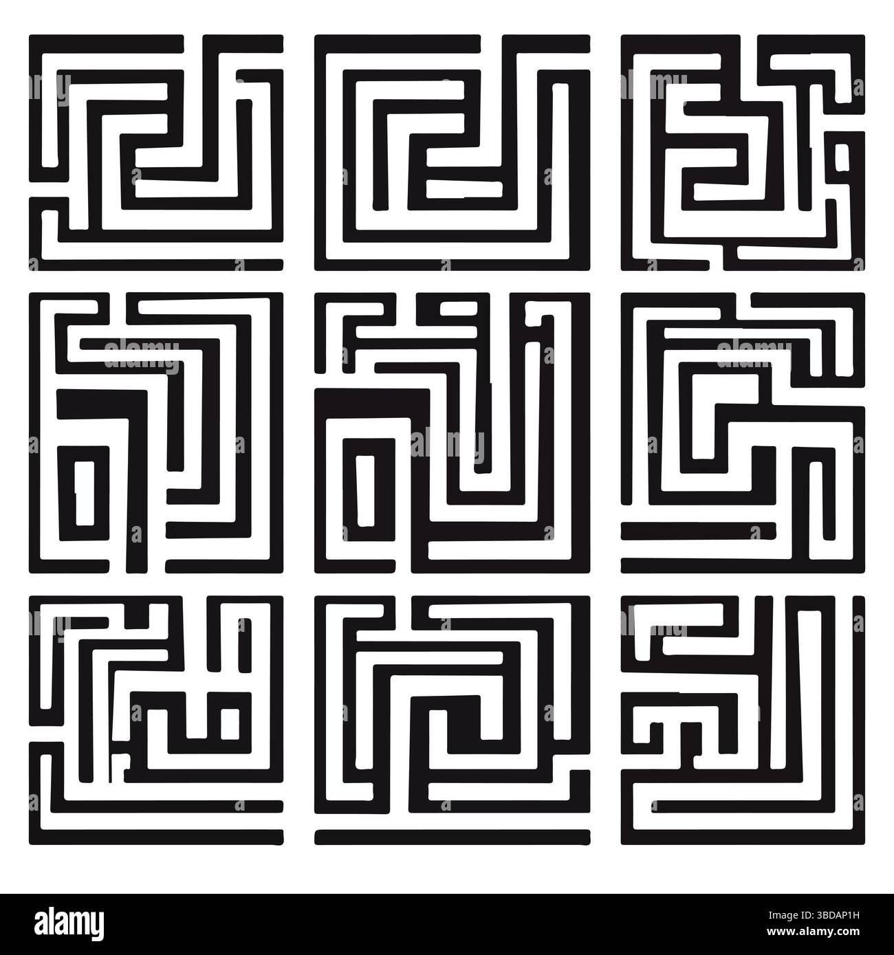 Modern black and white geometric maze pattern design, perfect for laser ...