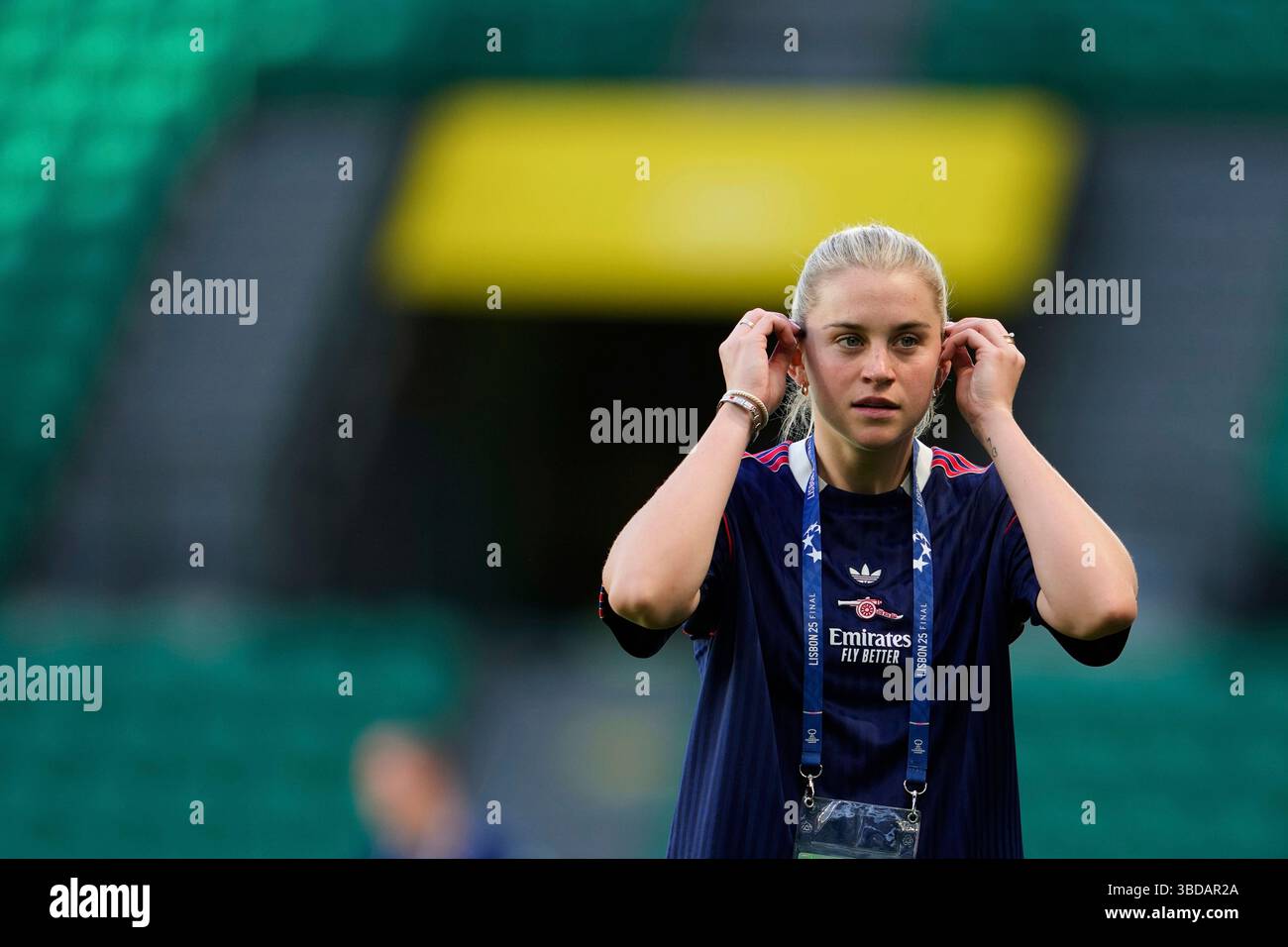 Arsenal's Alessia Russo gathers with teammates on the eve of the women ...