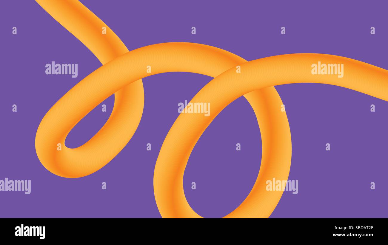 Gradient orange tubular ribbon with flowing loops over a saturated ...