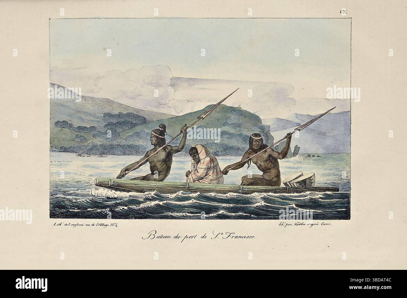 Indigenous boat, port of San Francisco. Vintage Lithograph by Louis ...
