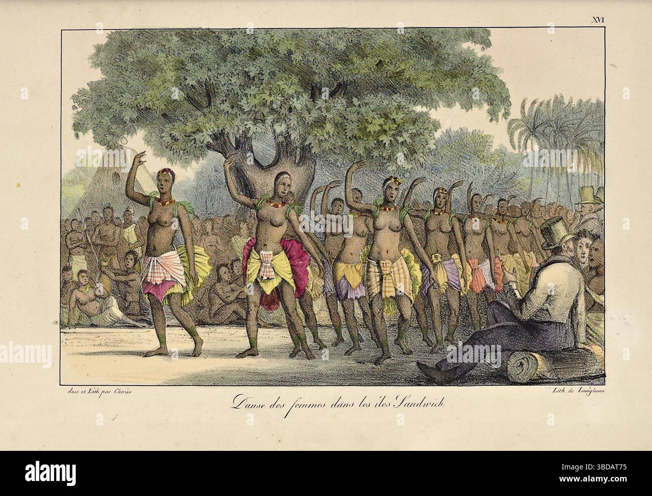 Indigenous Dance from local women, Sandwich Islands (modern-day Hawaii ...