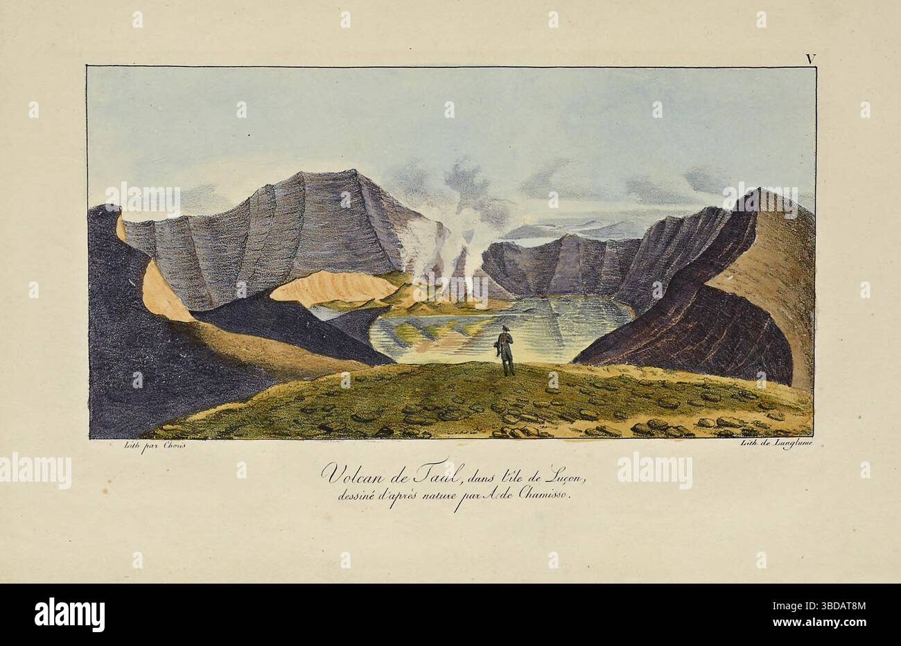 Taal Volcano, isalnd of Lucon. Vintage Lithograph by Louis Choris ...