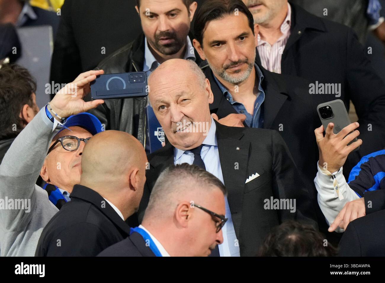 Inter Milan president Giuseppe Marotta, centre, poses for a selfie ...