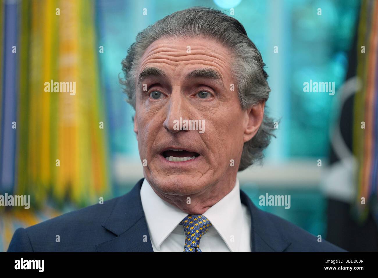 Interior Secretary Doug Burgum speaks during an event with President ...