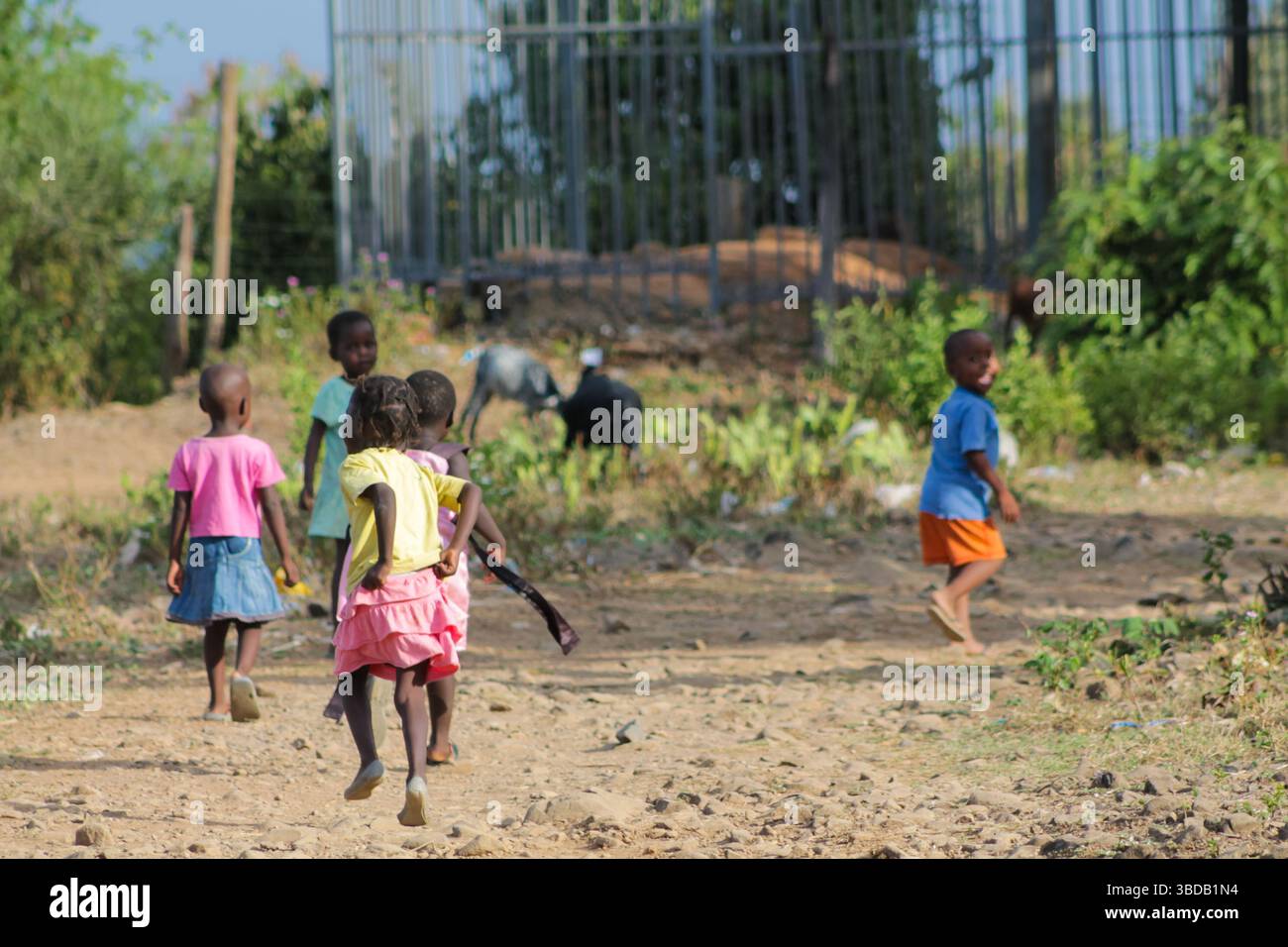 African small poor children boys and girls on the street. Slum african ...