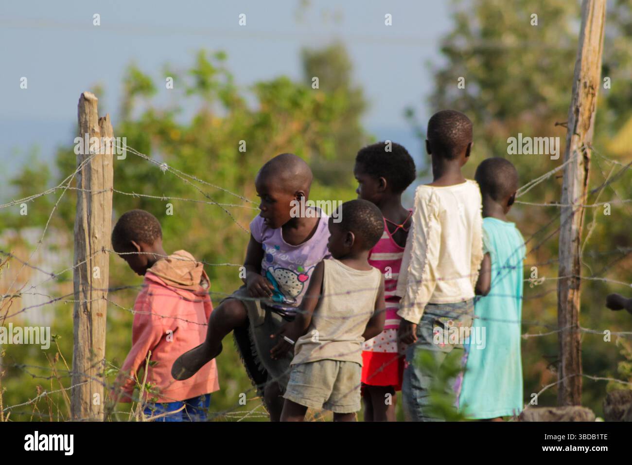 African small poor children boys and girls on the street. Slum african ...