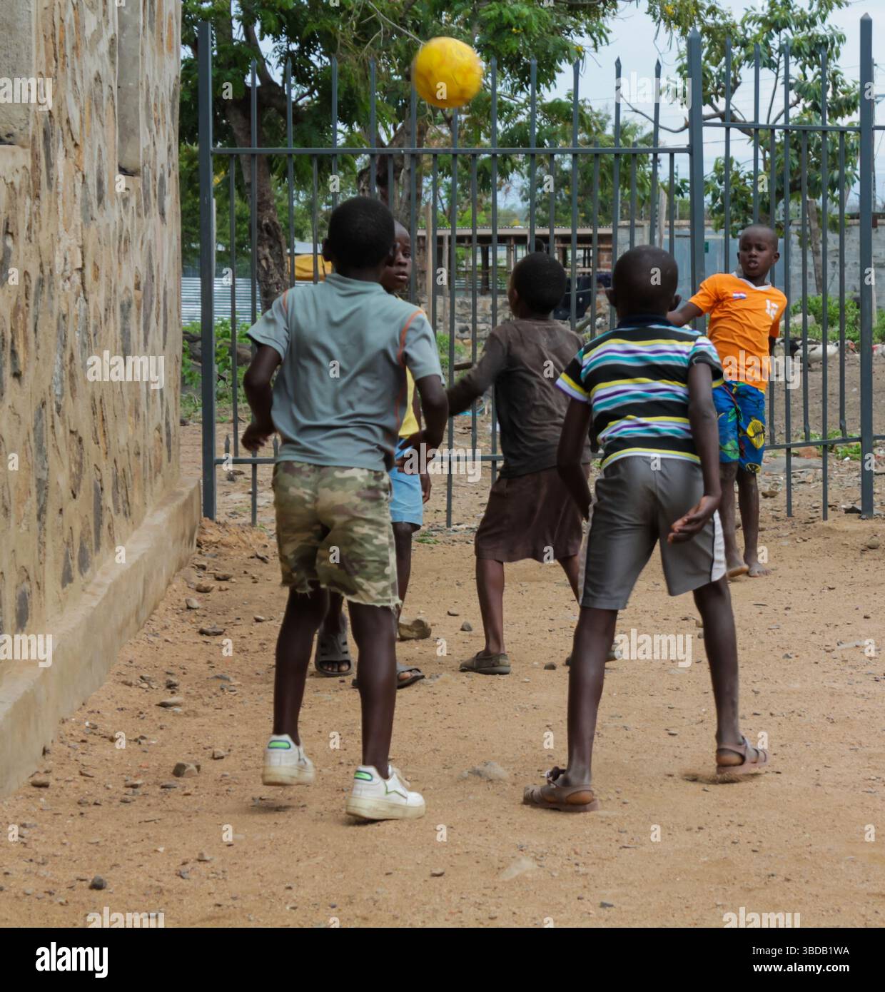 African small poor children boys and girls on the street. Slum african ...