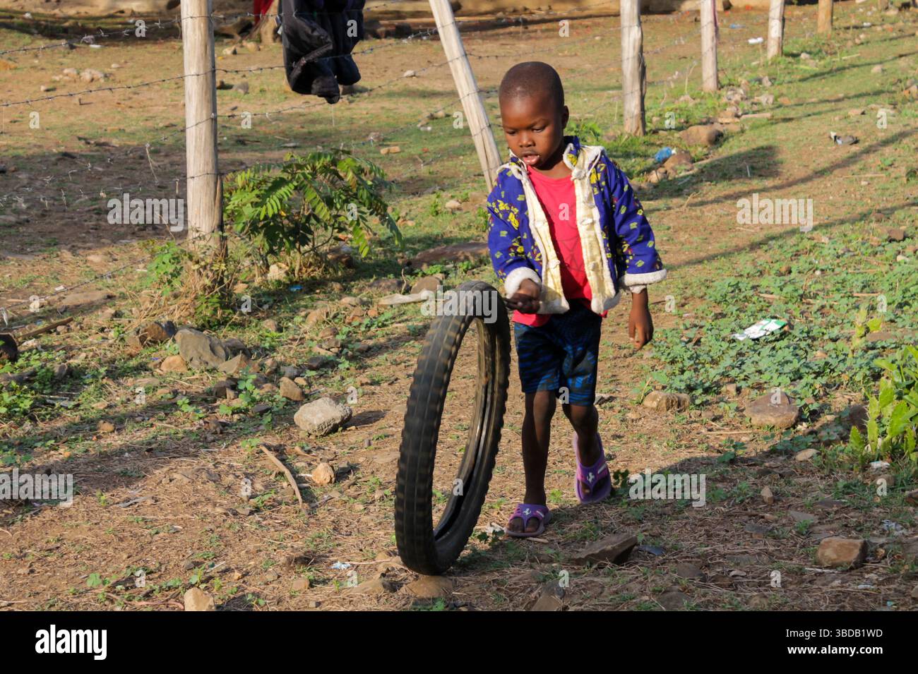African small poor children boys and girls on the street. Slum african ...