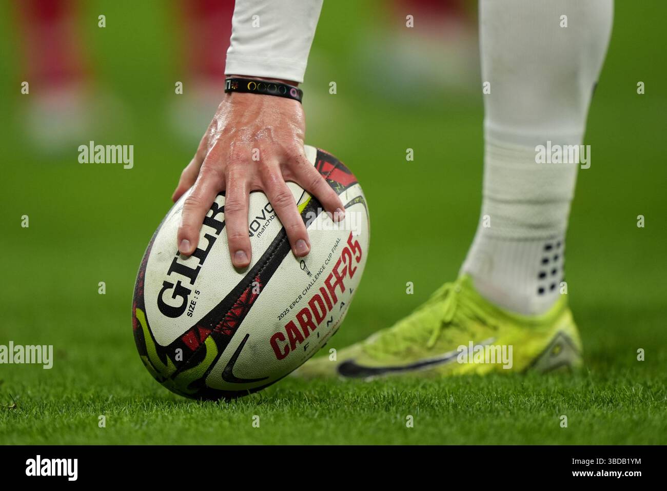A player picks up the ball during the EPCR Challenge Cup Final at the ...