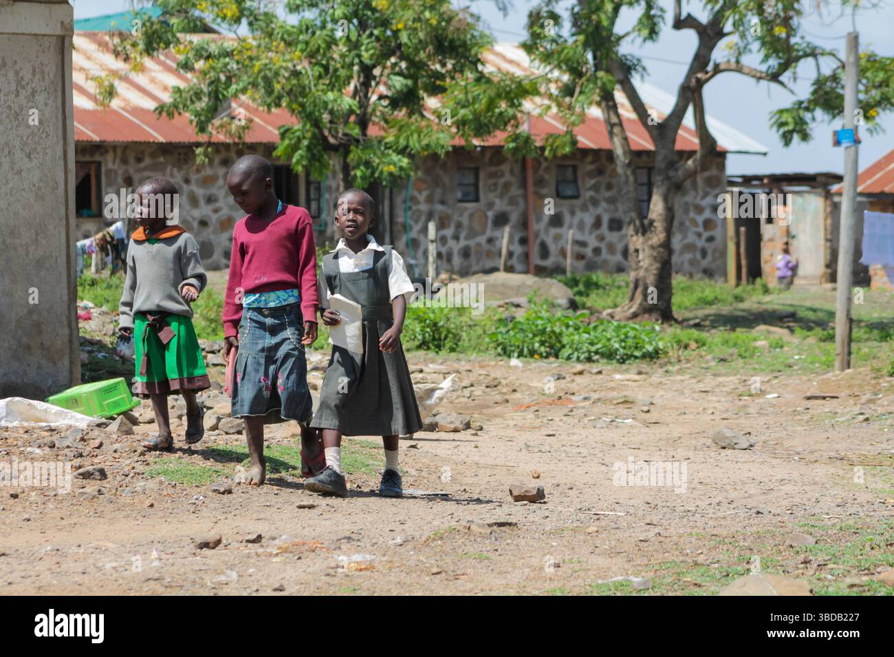 African small poor children boys and girls on the street. Slum african ...