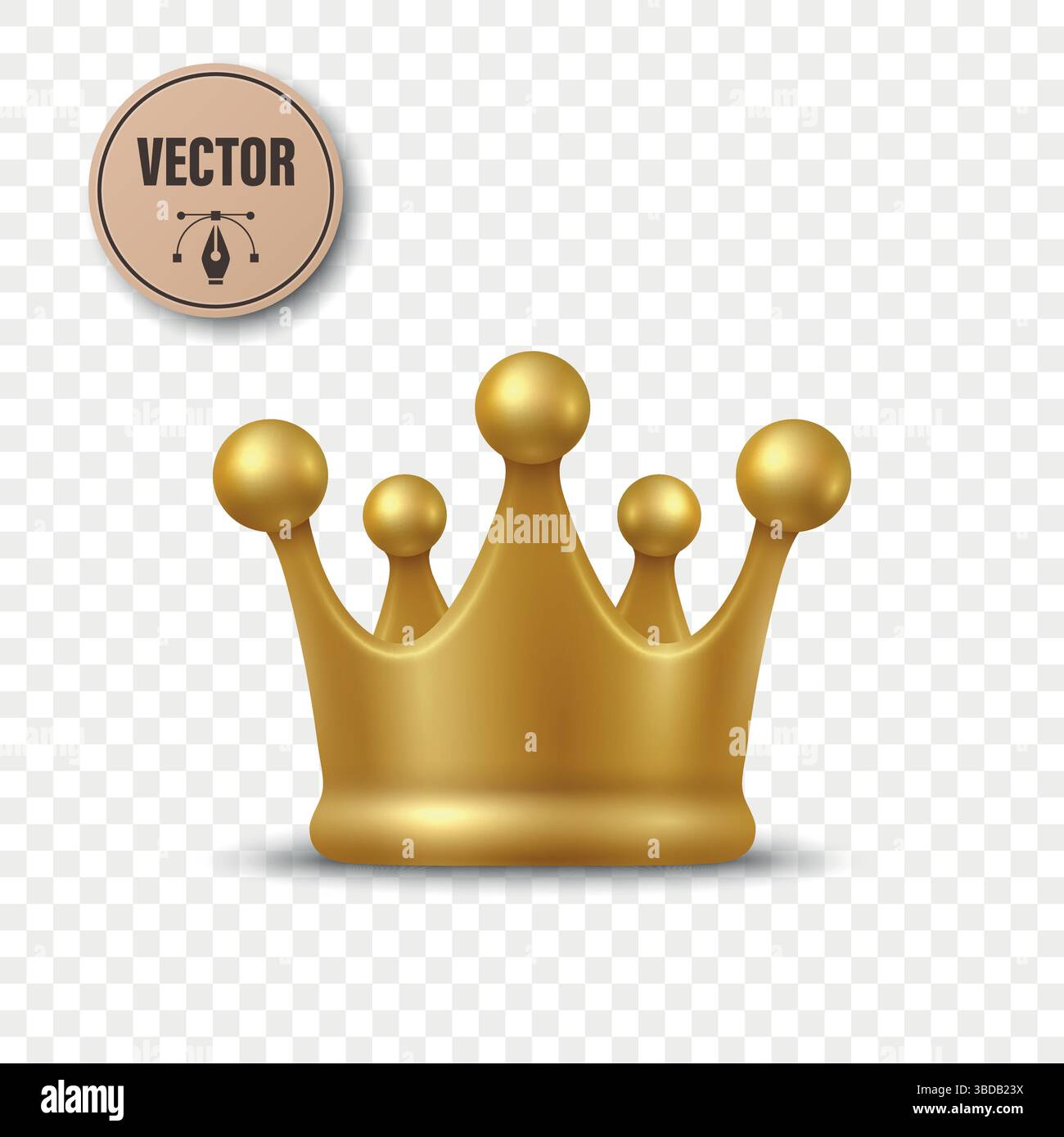 Gold Crown Vector Illustration. Realistic 3d Gold Crown Vector Icon for ...