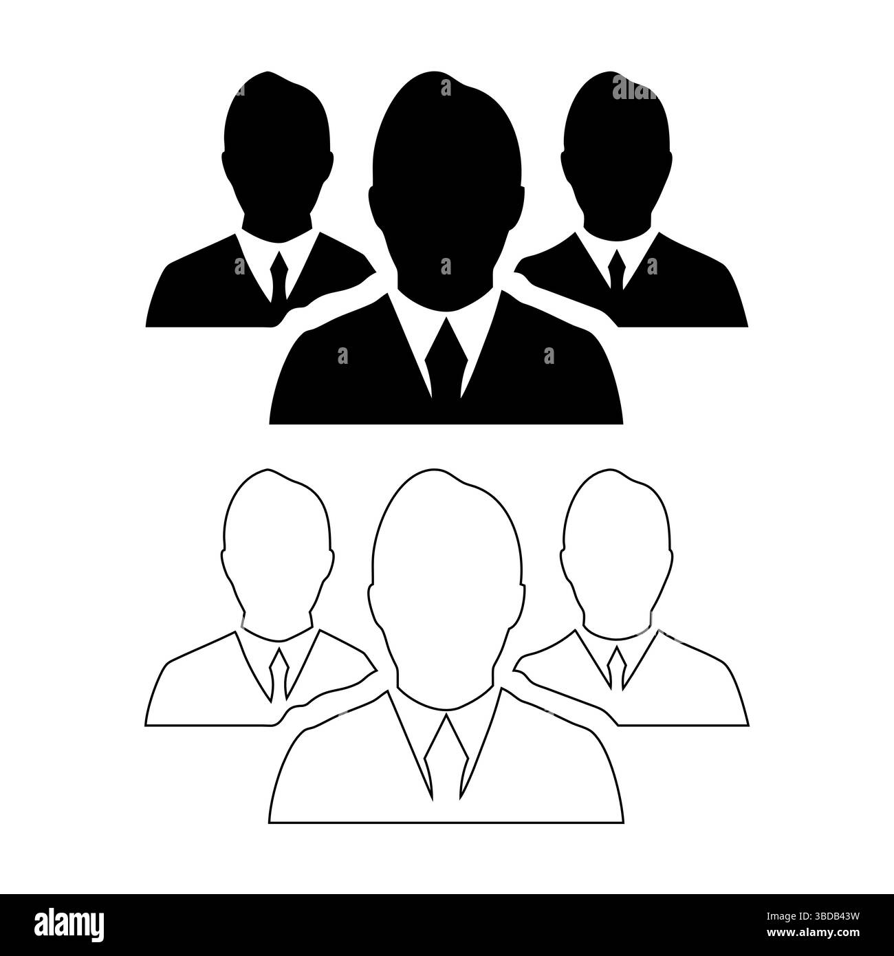 Business team icon black and white illustration Stock Vector Image ...
