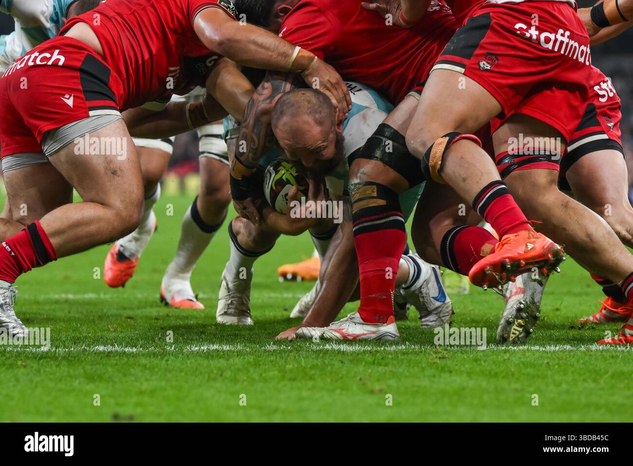 Cardiff, UK. 23rd May, 2025. Tom Dunn of Bath goes over for a try ...