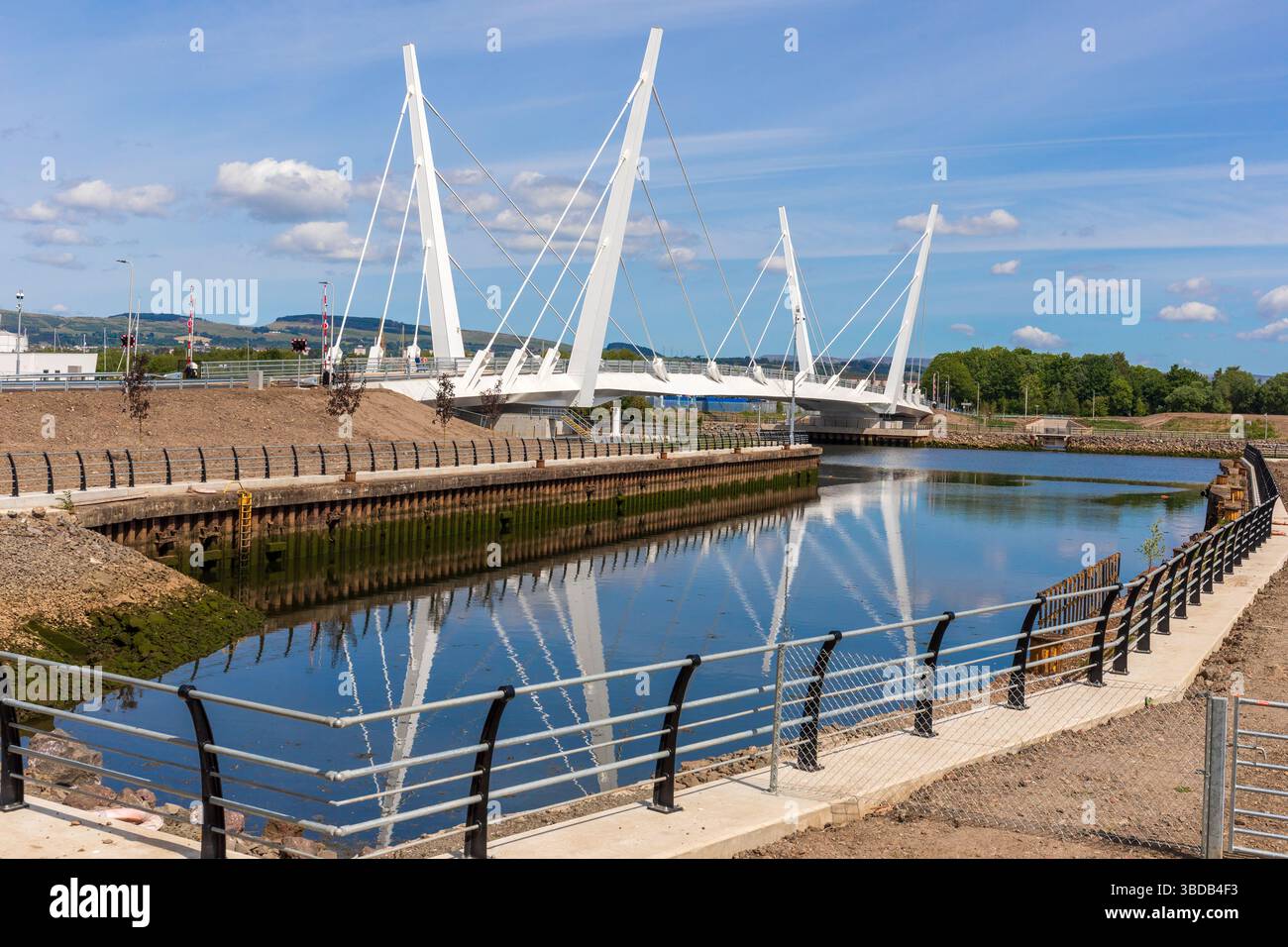 Renfrew Bridge, opened 2025, crosses the River Clyde from Renfrew on ...