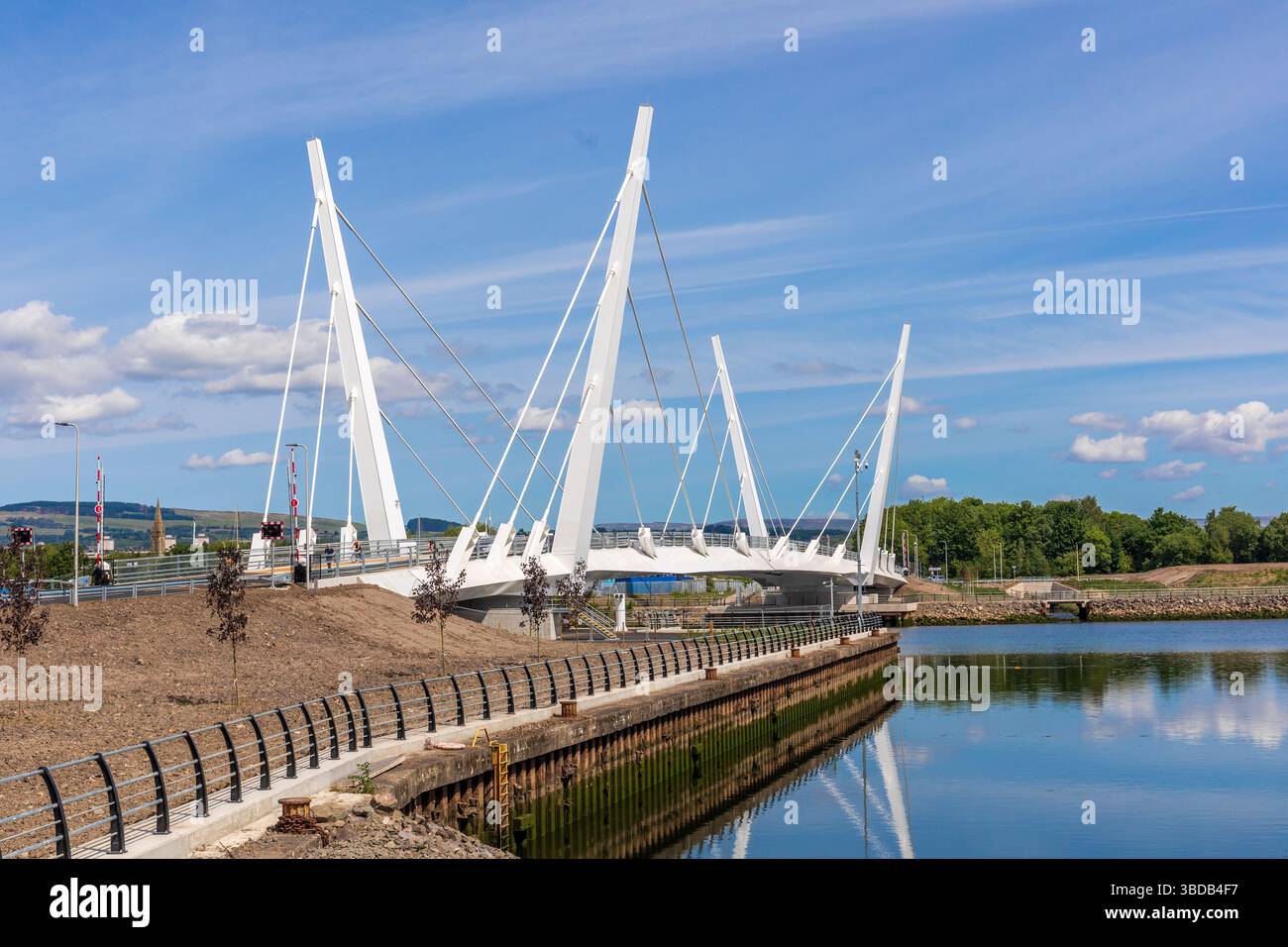 Renfrew Bridge, opened 2025, crosses the River Clyde from Renfrew on ...