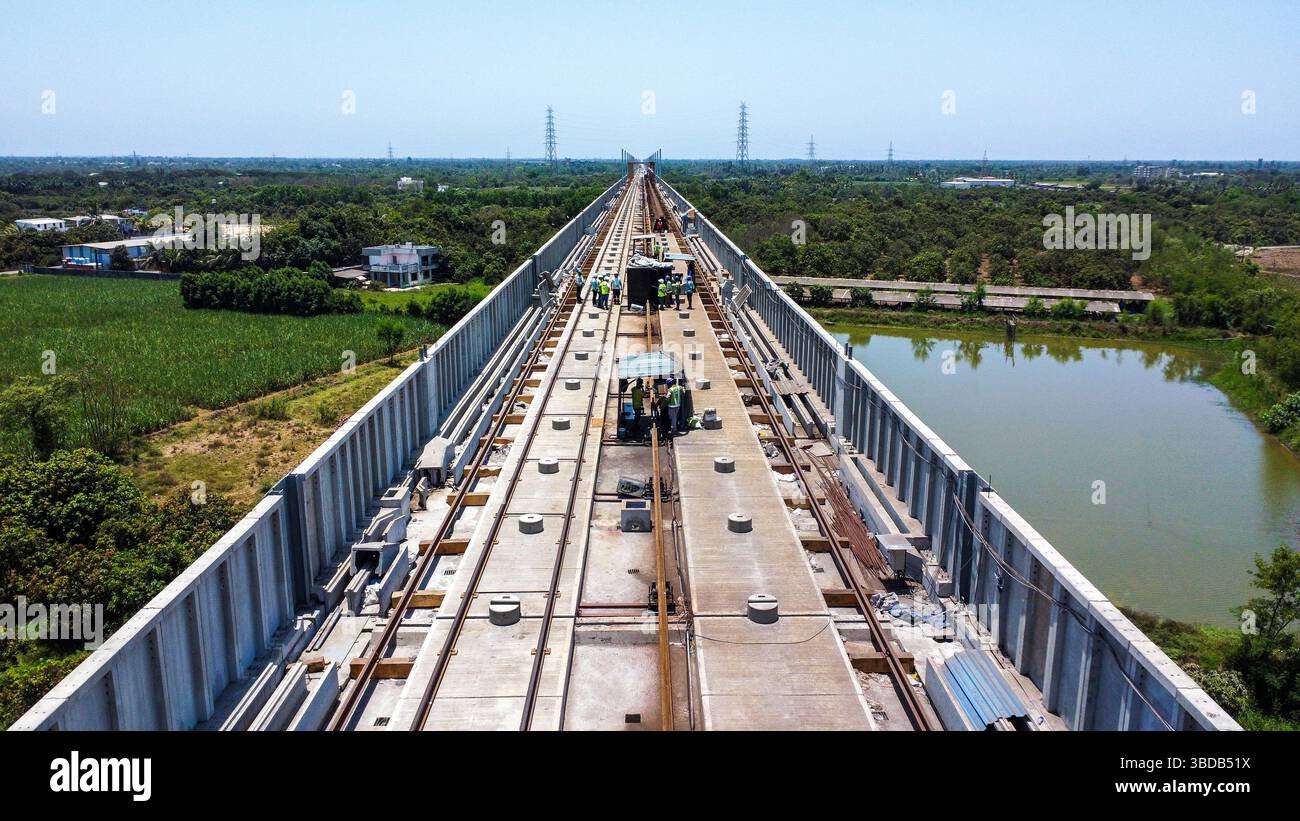 SURAT, INDIA - MAY 2: View of the under-construction bullet train track ...